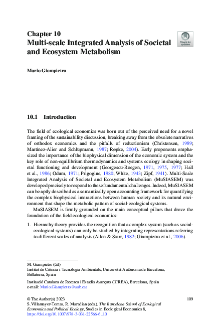 (PDF) Multi-scale Integrated Analysis of Societal and Ecosystem Metabolism