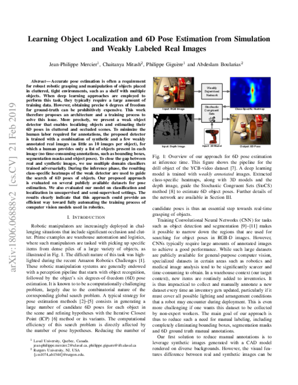 (PDF) Learning Object Localization and 6D Pose Estimation from Simulation and Weakly Labeled ...