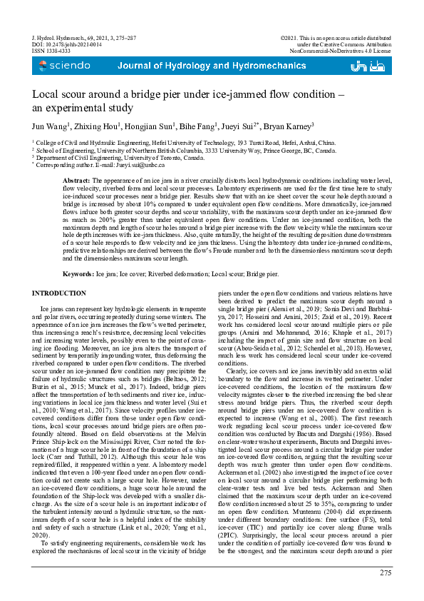 (PDF) Local scour around a bridge pier under ice-jammed flow condition ...