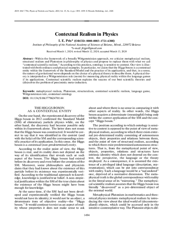 (PDF) Contextual Realism in Physics.