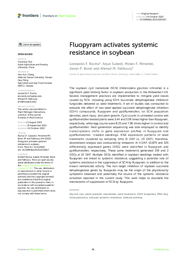 (PDF) Fluopyram activates systemic resistance in soybean