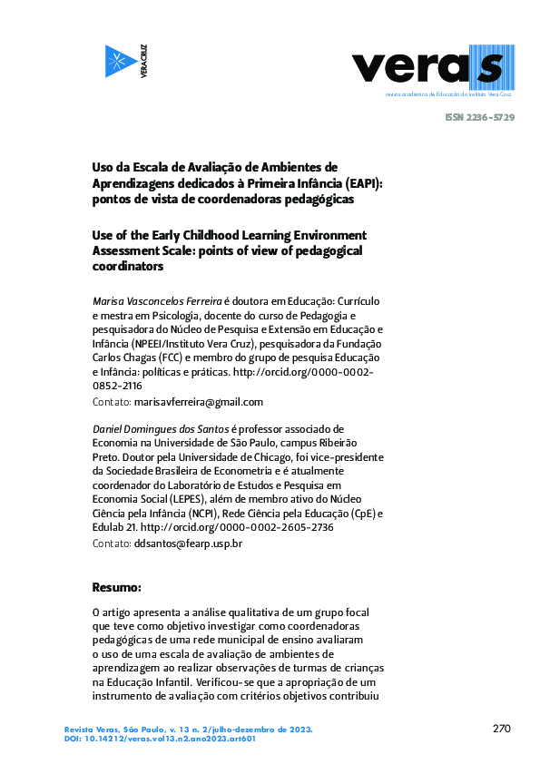 (PDF) Uso da Escala de Avaliação de Ambientes de Aprendizagens ...