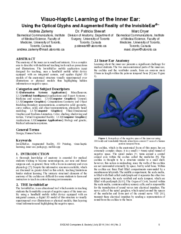 (PDF) Visuo-haptic learning of the inner ear