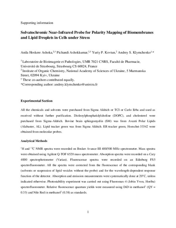 (PDF) Near-Infrared Probe for Polarity Mapping in Cells