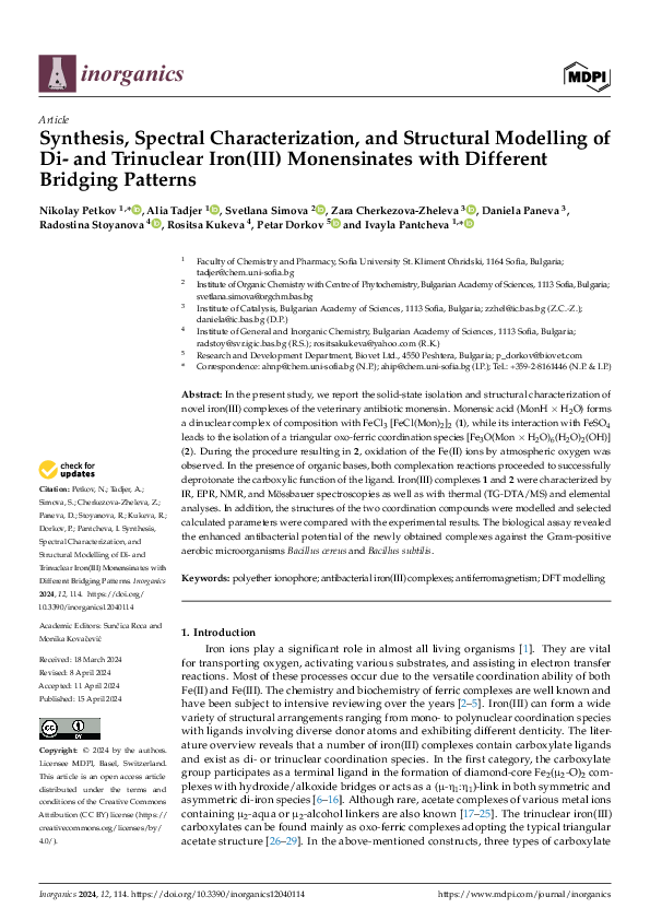 (PDF) Synthesis, Spectral Characterization, and Structural Modelling of Di- and Trinuclear Iron ...