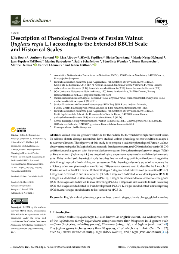 (PDF) Description of Phenological Events of Persian Walnut (Juglans ...