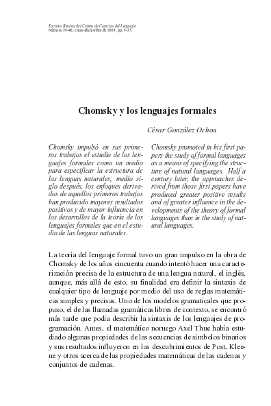 (PDF) Chomsky y los lenguajes formales