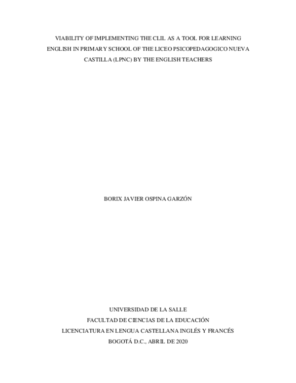 (PDF) Viability of Implementing The Clil as A Tool For Learning English ...