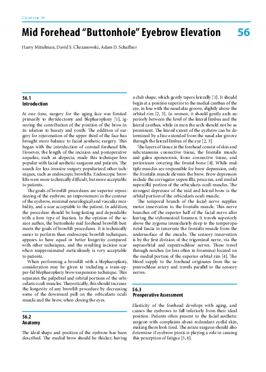 (PDF) Mid-Forehead Buttonhole Eyebrow Elevation