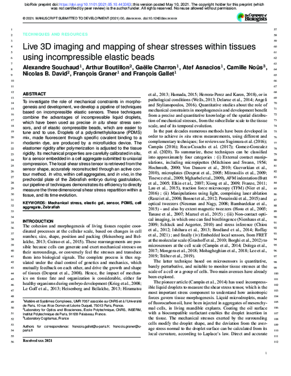 (PDF) Live 3D imaging and mapping of shear stresses within tissues ...