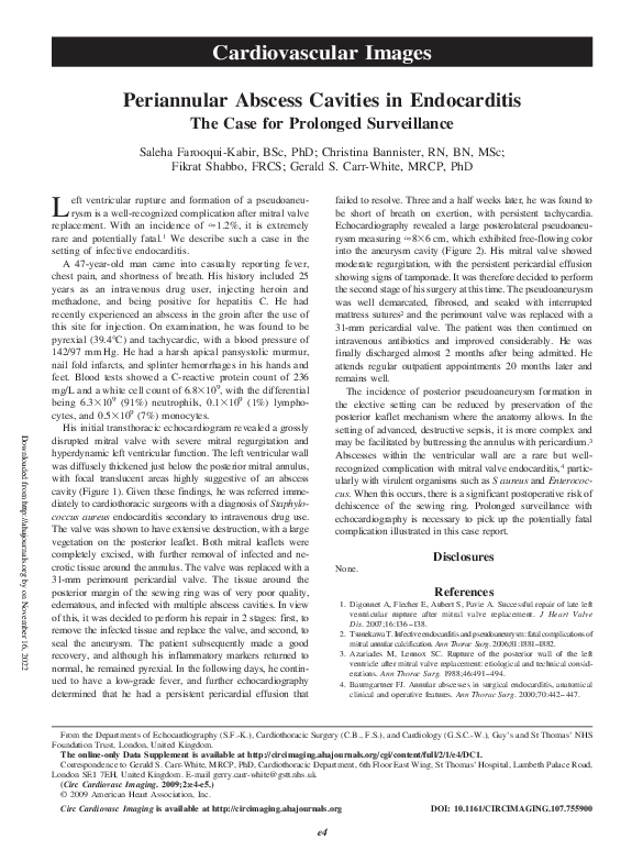 (PDF) Periannular Abscess Cavities in Endocarditis