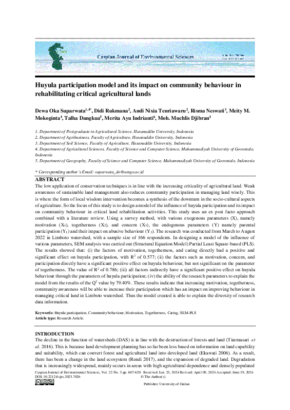 (PDF) Huyula participation model and its impact on community behaviour ...