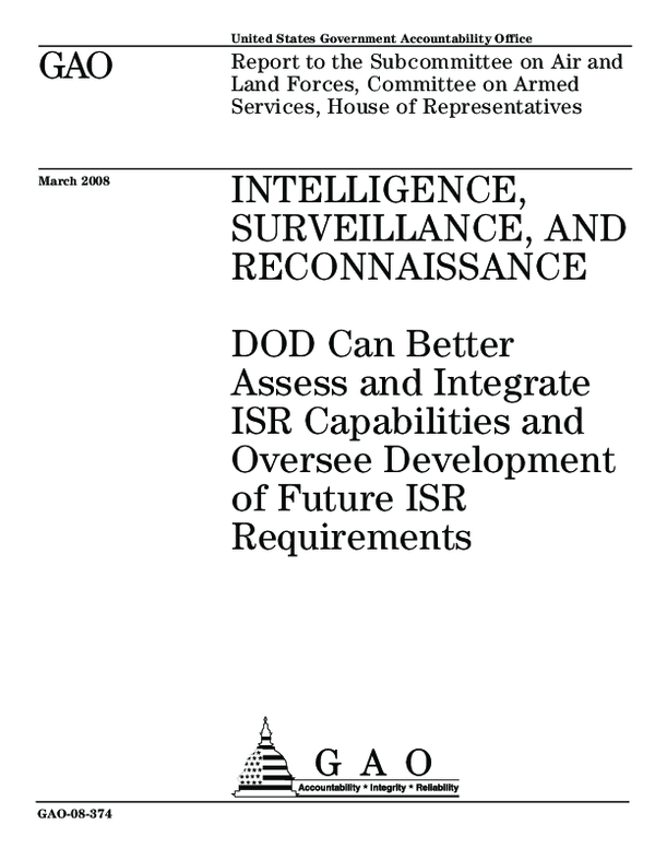 (PDF) Intelligence, Surveillance, and Reconnaissance: DOD Can Better ...