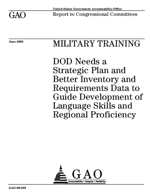 (PDF) Military Training: DOD Needs a Strategic Plan and Better ...