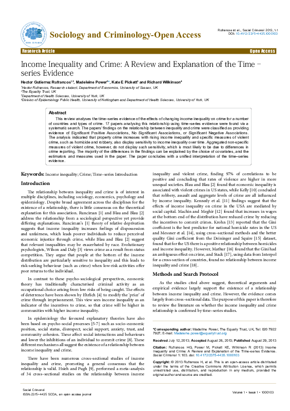(PDF) Income Inequality and Crime: A Review and Explanation of the Time ...