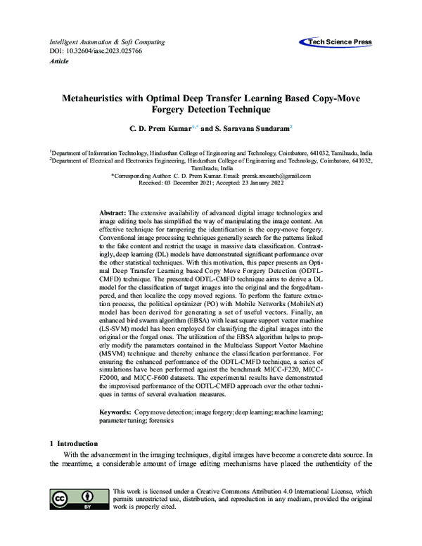 (PDF) Metaheuristics with Optimal Deep Transfer Learning Based Copy ...