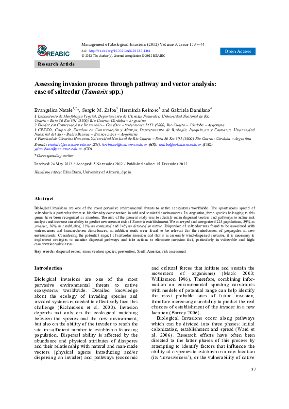 (PDF) Assessing invasion process through pathway and vector analysis ...