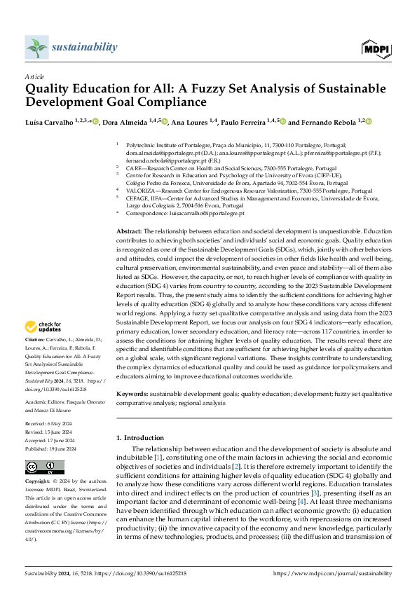 (PDF) Quality Education for All: A Fuzzy Set Analysis of Sustainable ...