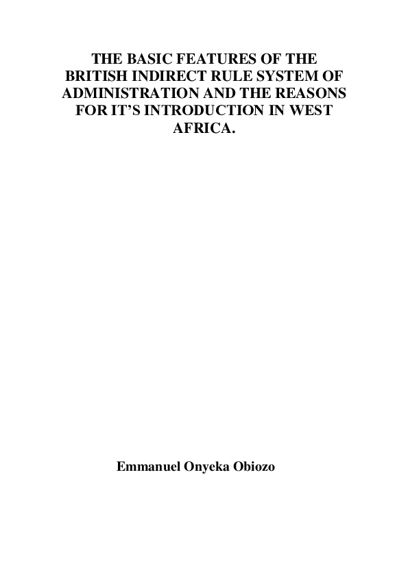 (PDF) THE BASIC FEATURES OF THE BRITISH INDIRECT RULE SYSTEM OF ...