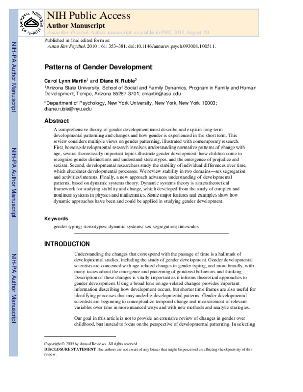 (PDF) Patterns of Gender Development