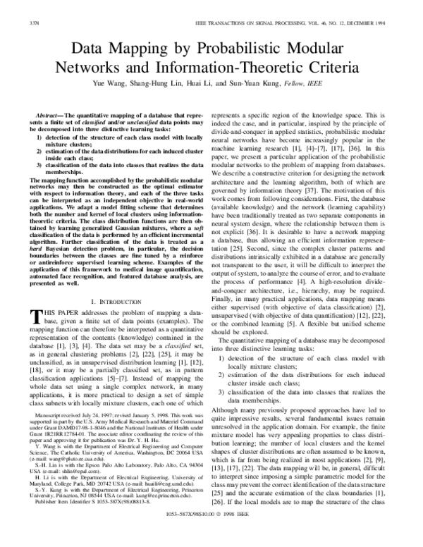 (PDF) Data mapping by probabilistic modular networks and information ...