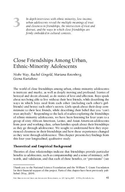(PDF) Close friendships among urban, ethnic-minority adolescents ...