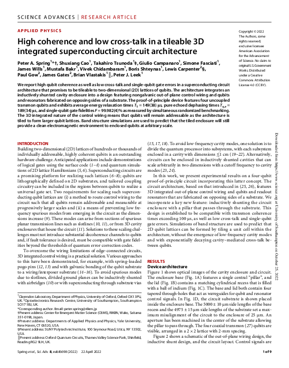 (PDF) High coherence and low cross-talk in a tileable 3D integrated ...