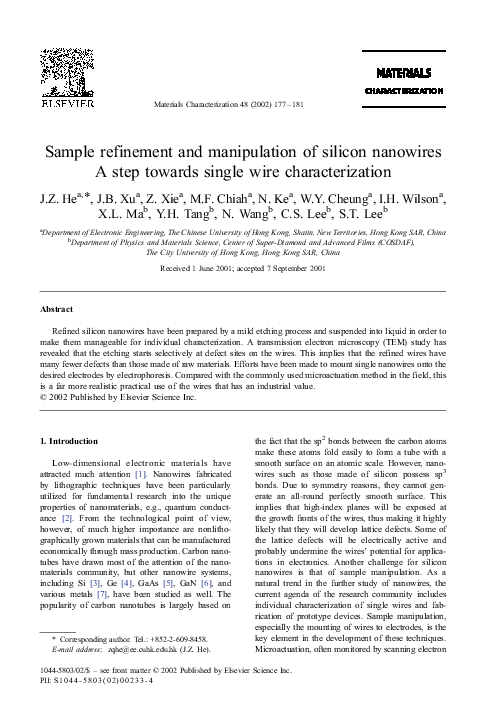 Sample refinement and manipulation of silicon nanowires