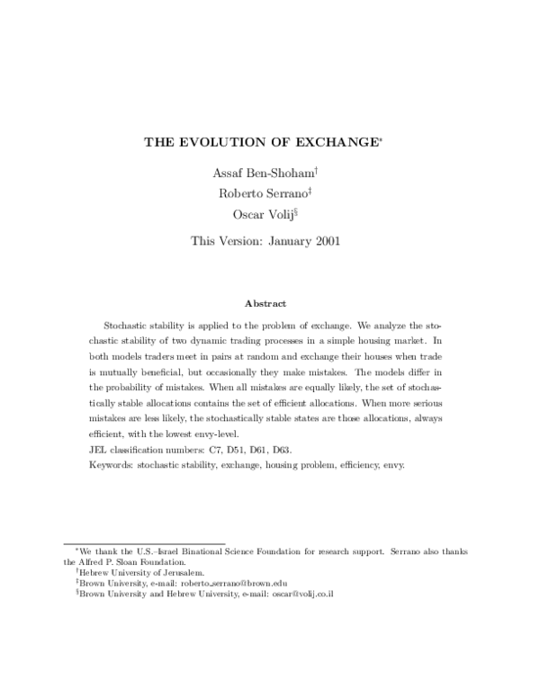(PDF) The evolution of exchange