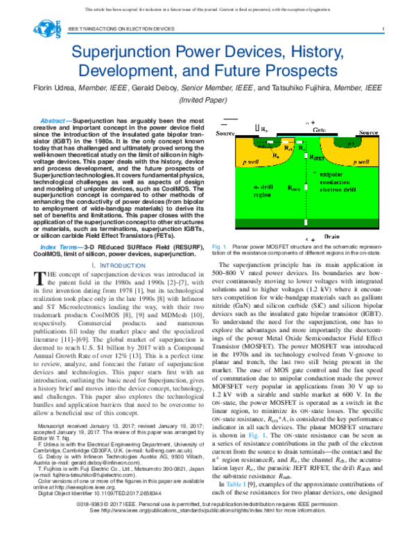 (PDF) Superjunction Power Devices, History, Development, and Future Prospects