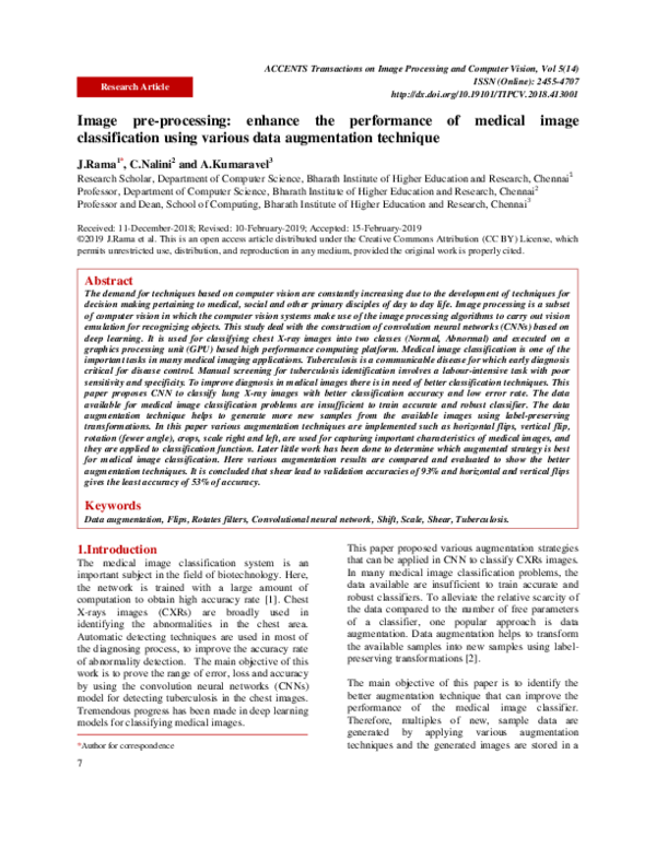 (PDF) Image pre-processing: enhance the performance of medical image ...