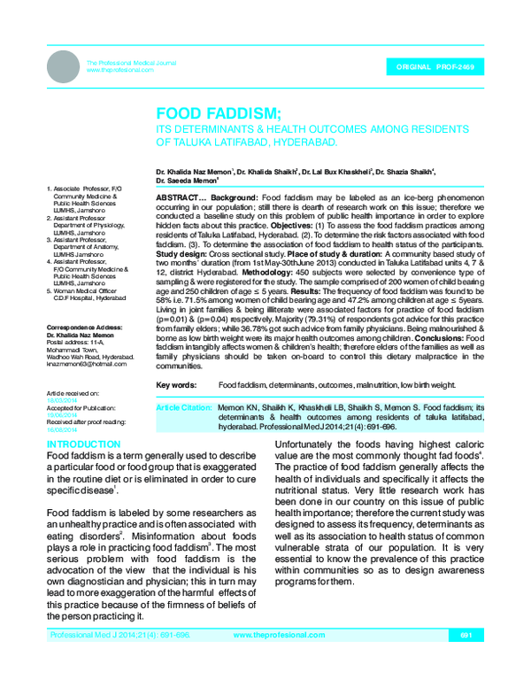 (PDF) Food Faddism