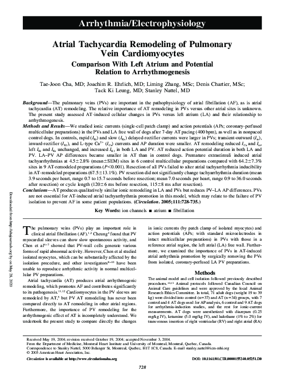 (PDF) Atrial Tachycardia Remodeling of Pulmonary Vein Cardiomyocytes ...