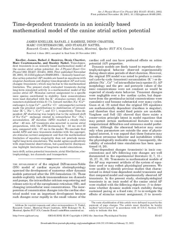(PDF) Time-dependent transients in an ionically based mathematical ...