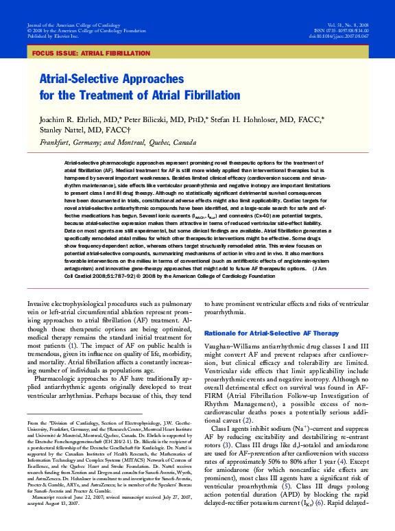 (PDF) Atrial-Selective Approaches for the Treatment of Atrial Fibrillation