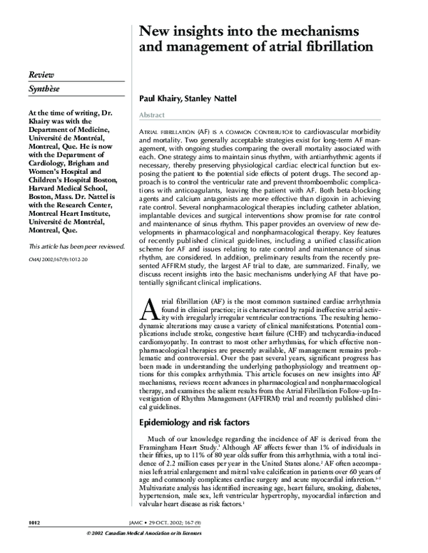 (PDF) New insights into the mechanisms and management of atrial ...