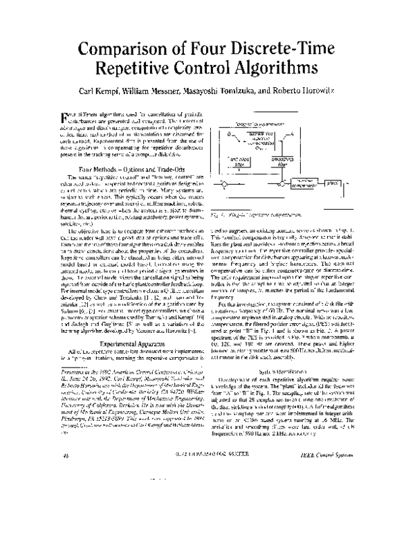 (PDF) Comparison of four discrete-time repetitive control algorithms