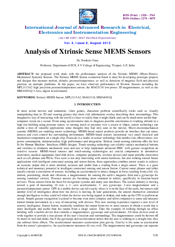 (PDF) Analysis of Xtrinsic Sense MEMS Sensors