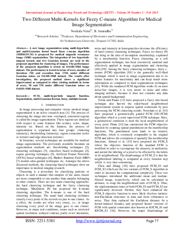 (PDF) Two Different Multi-Kernels for Fuzzy C-means Algorithm for Medical Image Segmentation