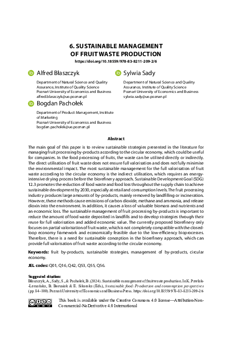 (PDF) Sustainable management of fruit waste production