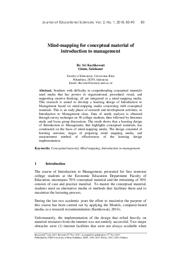 (PDF) Mind-mapping for conceptual material of introduction to management