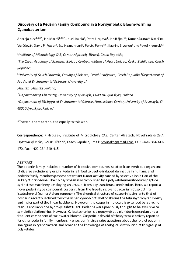 (PDF) Discovery of a pederin family compound in a non-symbiotic bloom ...