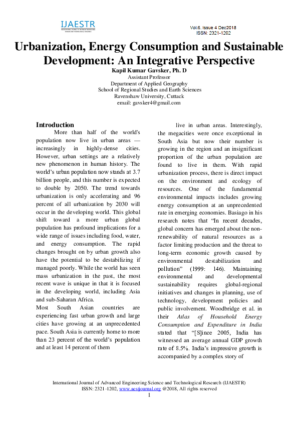 (PDF) Urbanization Energy Consumption and Sustainable Development
