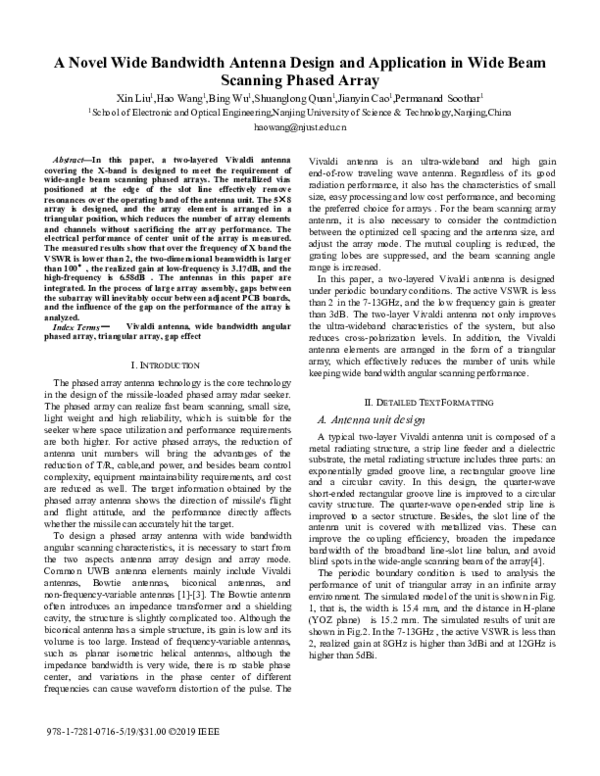 (PDF) A Novel Wide Bandwidth Antenna Design and Application in Wide Beam Scanning Phased Array