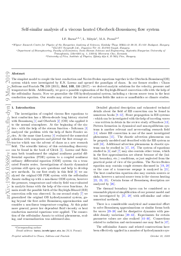 Pdf Self Similar Analysis Of Viscous Oberbeck Boussinesq Flow