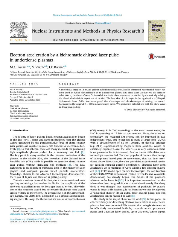 (PDF) Bichromatic Laser-Induced Electron Acceleration in Plasmas