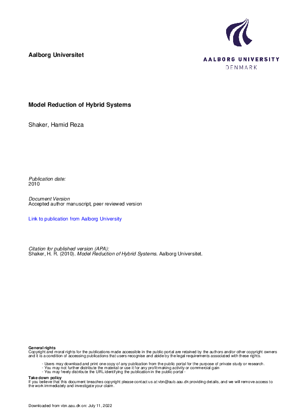 (PDF) On model reduction of hybrid systems | Rafael Wisniewski - Academia.edu