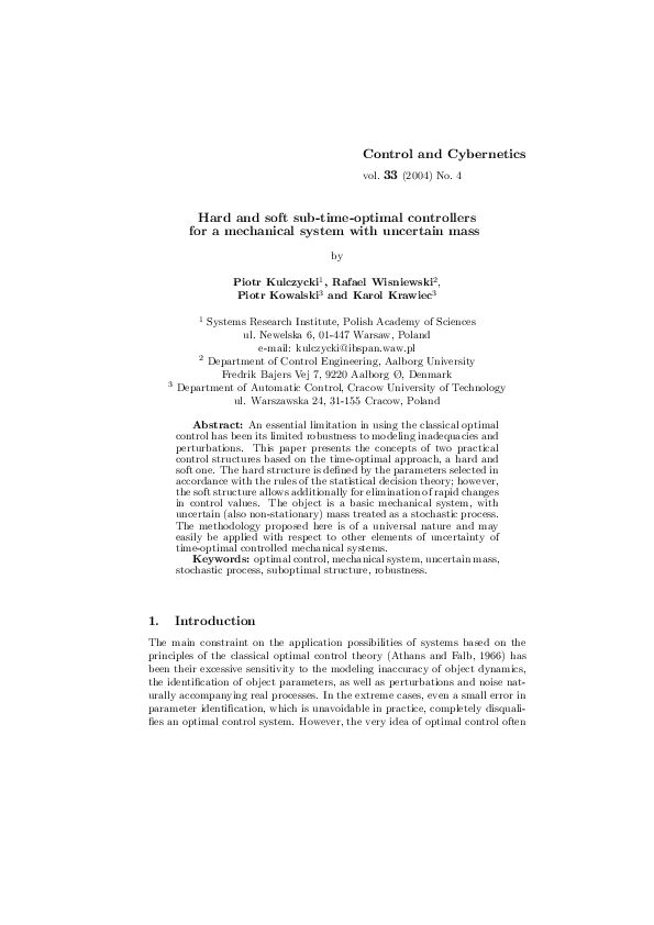 (PDF) Control and Cybernetics