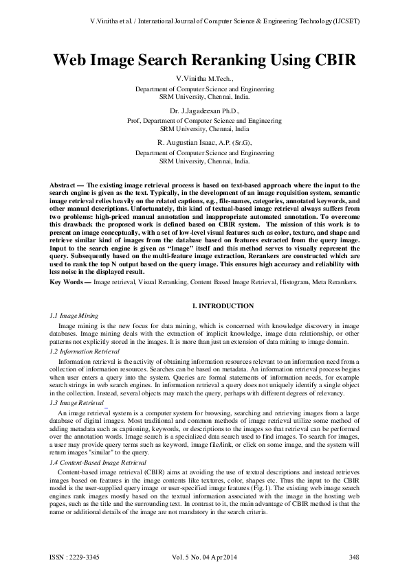 (PDF) Web Image Search Reranking Using CBIR