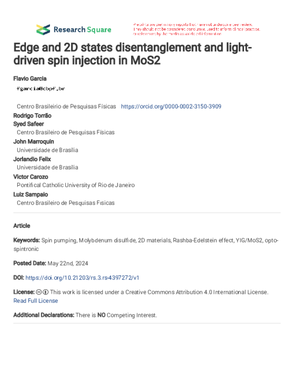(PDF) Edge and 2D states disentanglement and light-driven spin ...